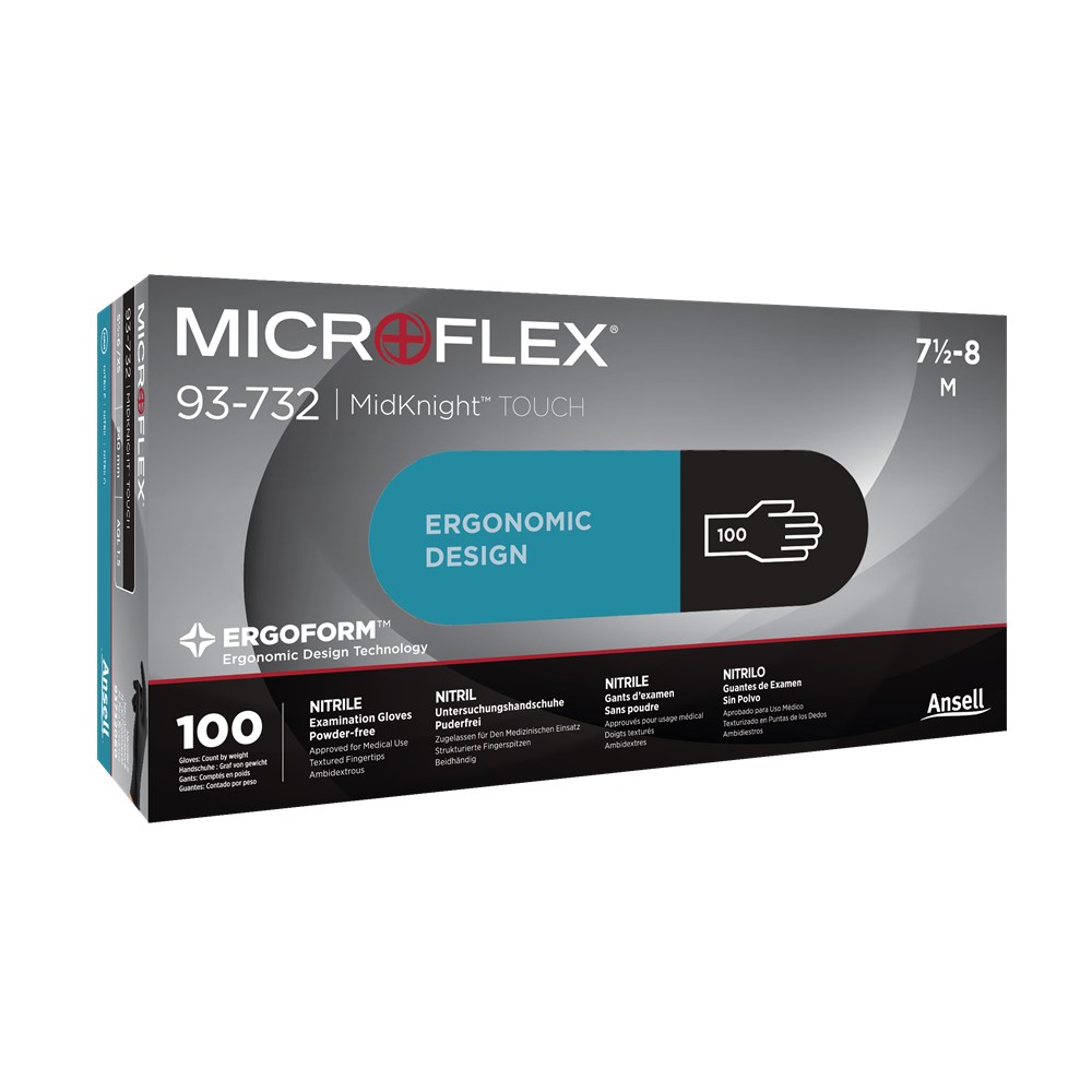 AN-93-732L - MICROFLEX MidKnight TOUCH Black Nitrile Gloves L x100 ...